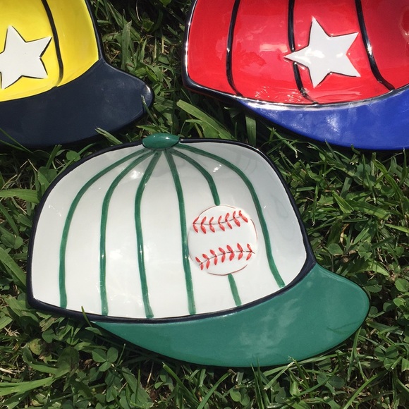 clay art | Kitchen | Clay Art Baseball Hat Dessert Snack Dishes Plate ...